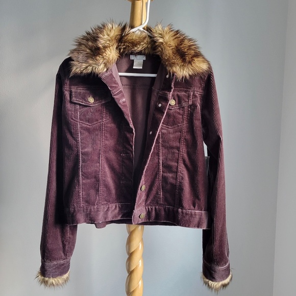 GNW | Jackets & Coats | Nwt Vintage Corduroy Jacket With Faux Fur ...